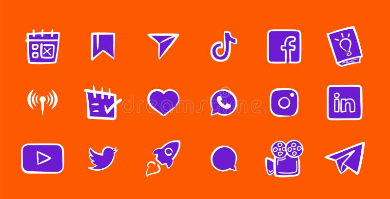 Vibrant Unique Handwritten Icon Set. Stock Vector - Illustration of ...