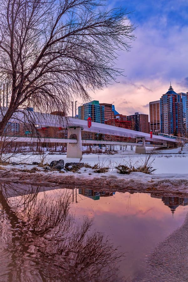 City Sunset Puddle Reflections Stock Image - Image of cloudy, scenic ...