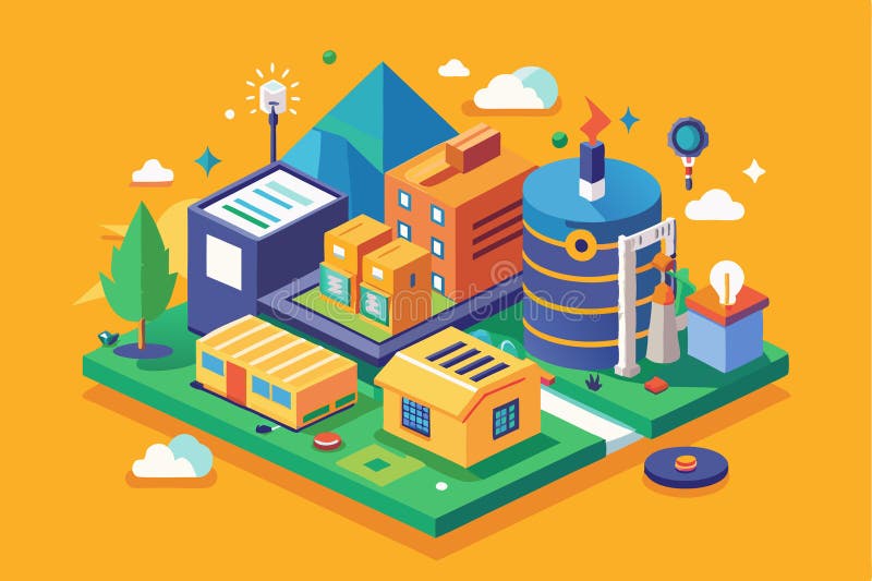 A Vibrant Urban Layout Showcases Diverse Buildings, Greenery, and ...