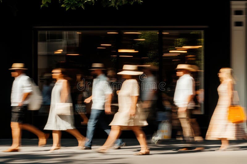 Urban Storefront with People Walking and Reflections Stock Photo ...