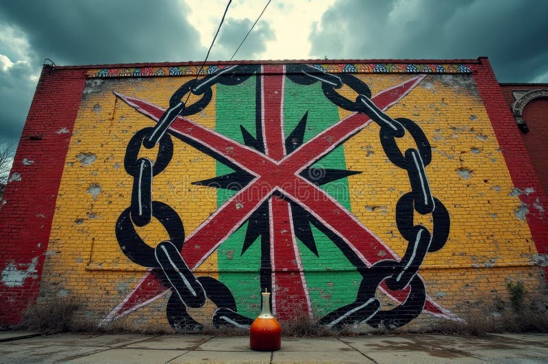 Vibrant Urban Street Art with Bold Chain and Geometric Patterns Stock ...