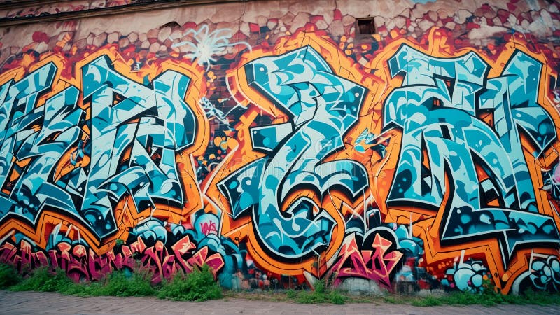 Vibrant Urban Street Art Graffiti Mural with Bold Colors and Dynamic ...