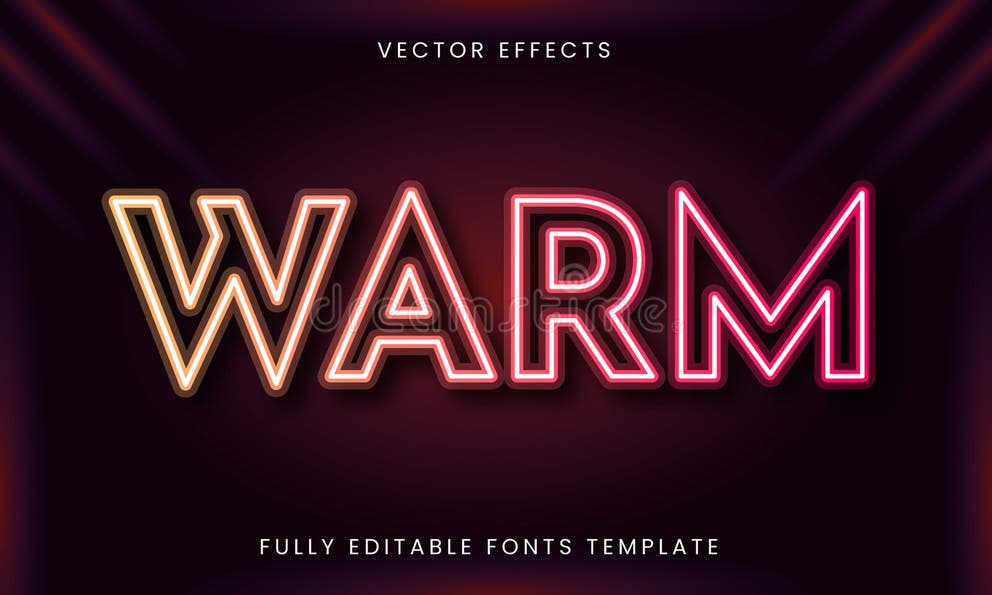 Warm Neon Text Effects Vector Stock Vector - Illustration of glow ...