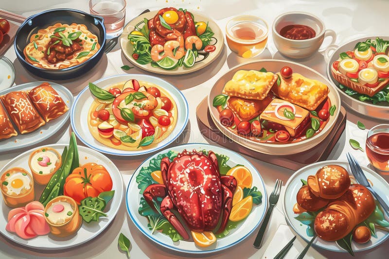 Worldwide Gastronomy Vector Feast AI Generated Stock Illustration ...