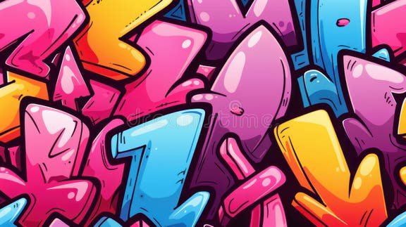 A Vibrant Vector Graffiti Pattern Showcasing Abstract Tags, Perfect for ...