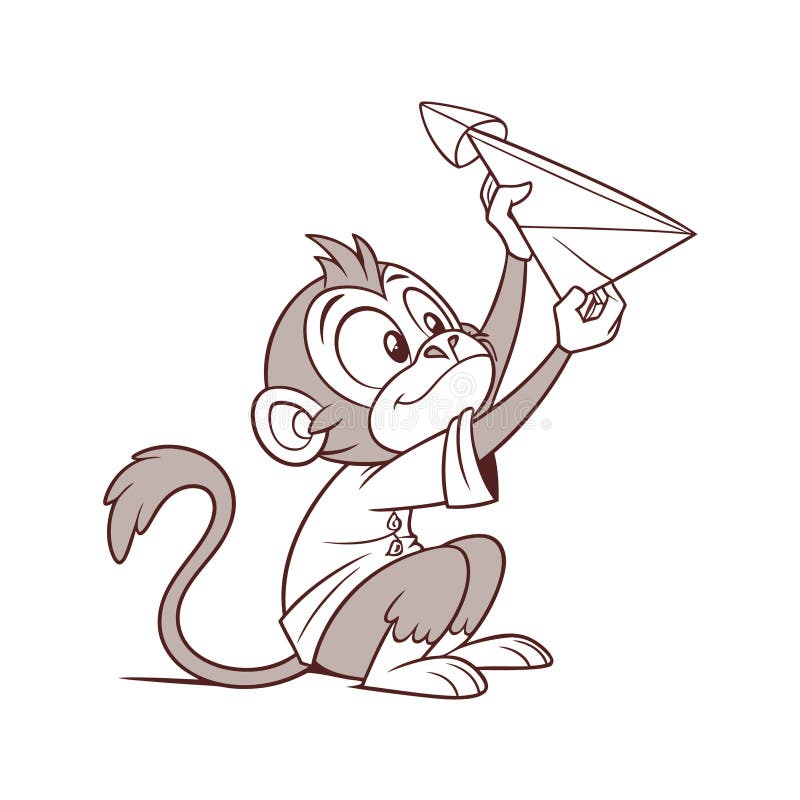 Adventurous Monkey Creating Origami Art Stock Photo - Illustration of ...