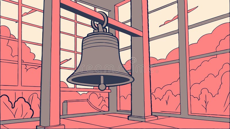 Bell in Red Toned Architectural Setting Vector Illustration, Eastern ...