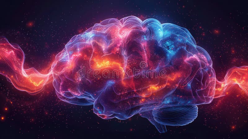 Futuristic Mind Scan: Colorful Vector Illustration of Brain Synapses ...