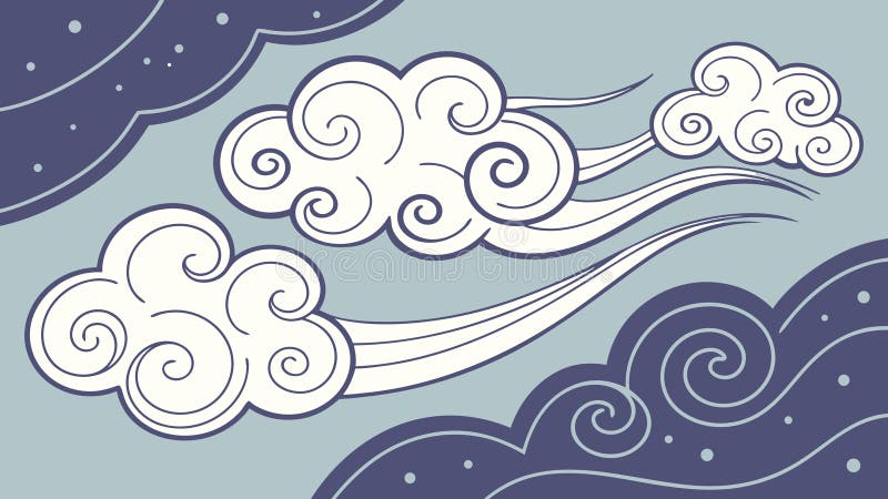 Dynamic Cloudscape: Swirling Sky Atmospheric Movement, Vector Design ...