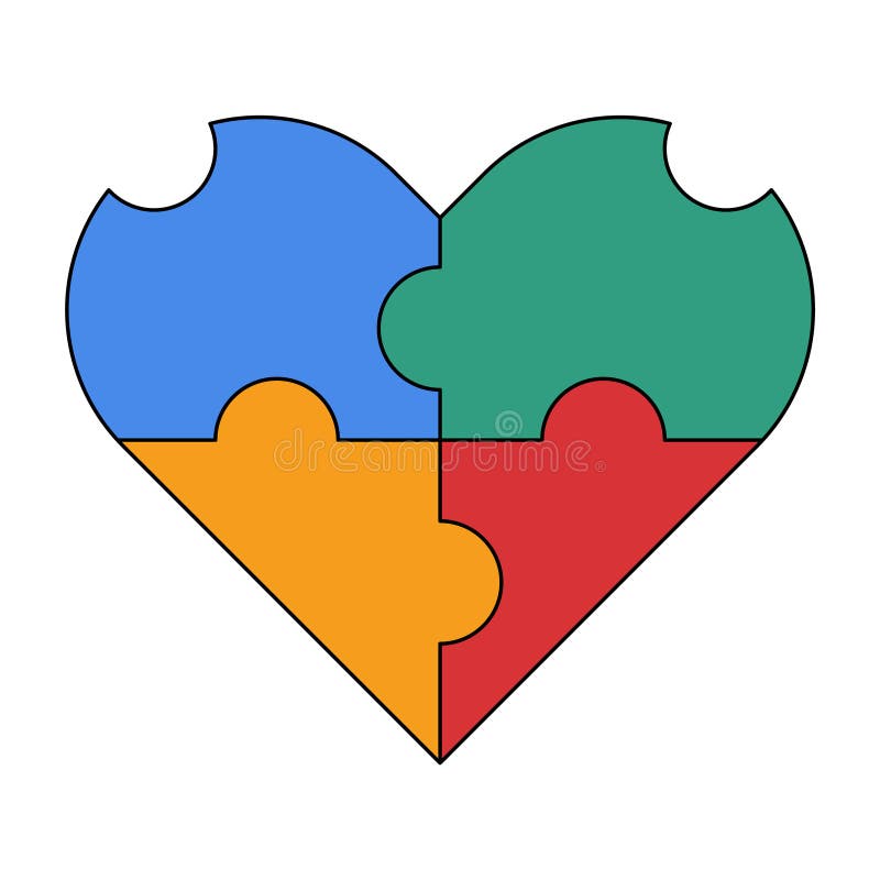 Colorful Heart Puzzle Vector Illustration Stock Vector - Illustration ...