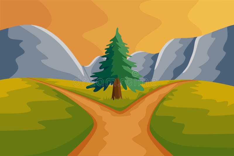 Dirt Path Nature Conifer Landscape Colorful Vector Stock Vector ...