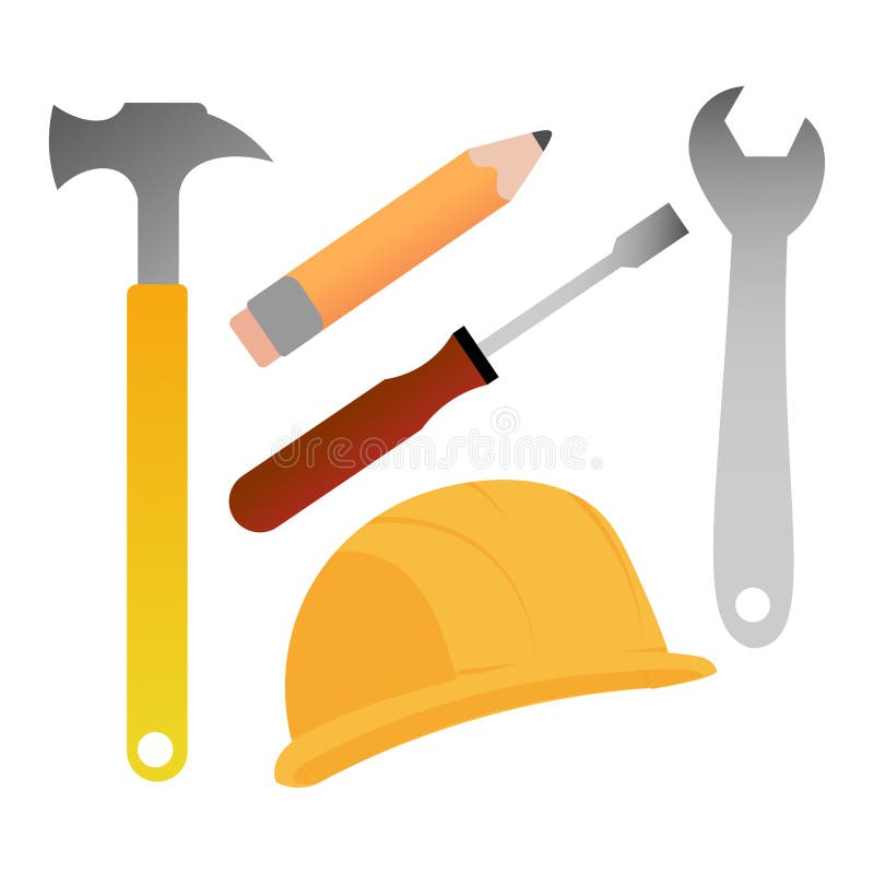 Vector Illustration of Construction Tools and Safety Gear Stock ...