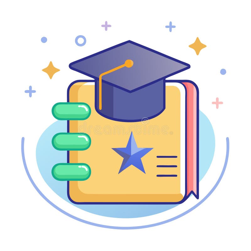 Graduation Cap and Notebook Vector Illustration for Education and ...
