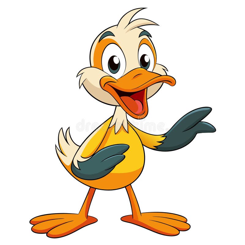Vibrant Vector Illustration of a Lively Cartoon Duck, Standing on One ...