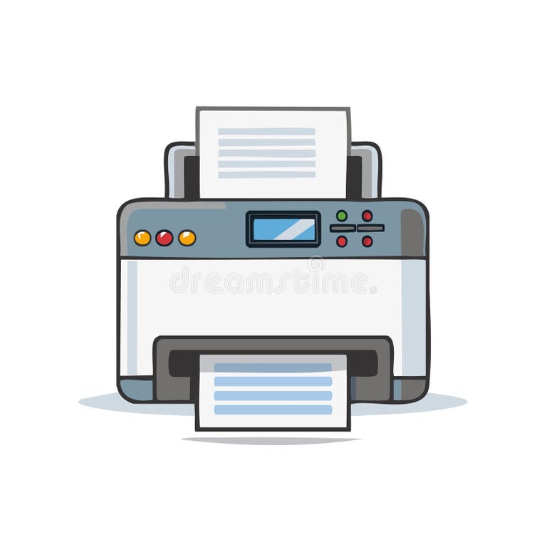 Vibrant Vector Illustration of an Office Document Printer with Paper ...