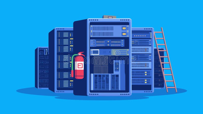 Modern Data Center with Server Racks and Fire Safety Equipment Stock ...