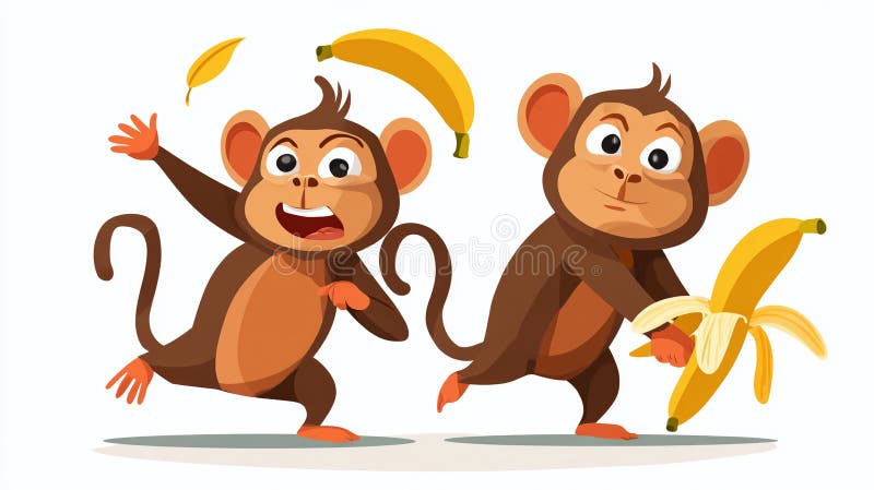 Hilarious Vector Illustration a Monkey Throws a Banana a Funny and ...