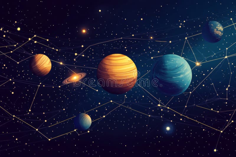 Geometric Solar System Vector Illustration Stock Illustration ...