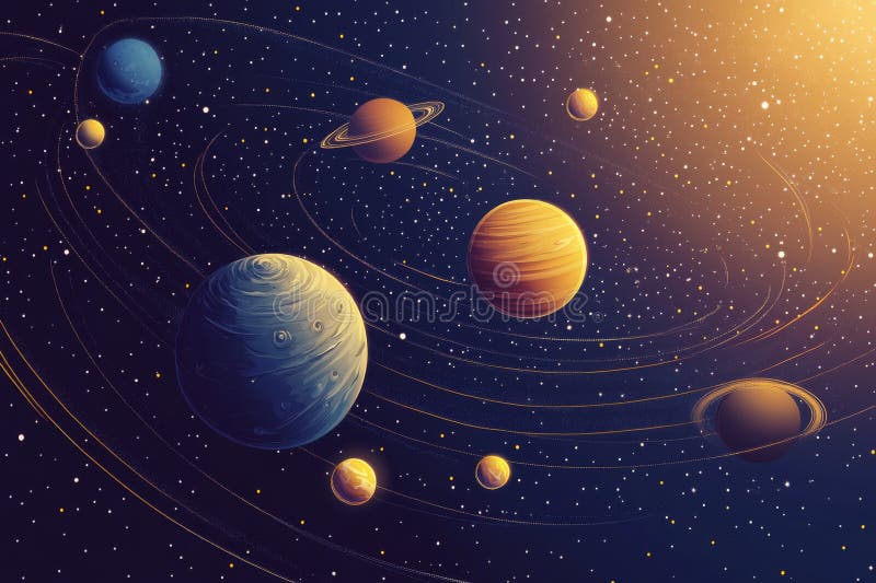 Geometric Solar System Vector Illustration Stock Illustration ...