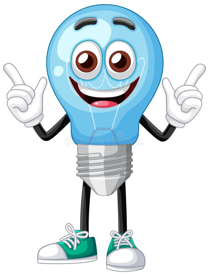 A Vibrant Vector Illustration of a Smiling Light Bulb Character Stock ...