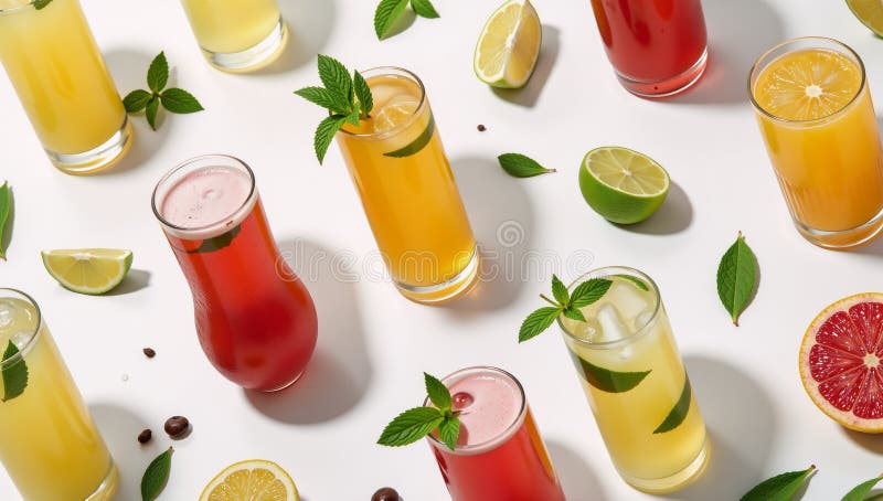 Vibrant Vector Patterns Showcase Assorted Refreshing Beverages Suitable ...