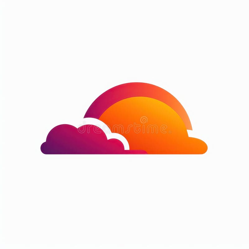 Flat Vector Logo of a Stylized Cloud Design with a Colorful Sunset ...