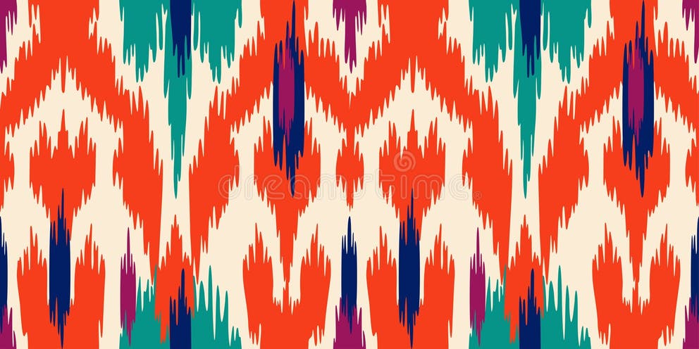 Vibrant Vector Seamless Ikat Ogee Ethnic Pattern Stock Vector ...