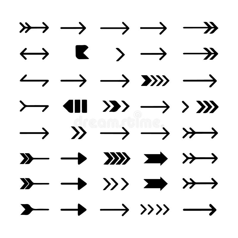 Hand-Drawn Arrow Markers Set in Various Directions for Creative Design ...