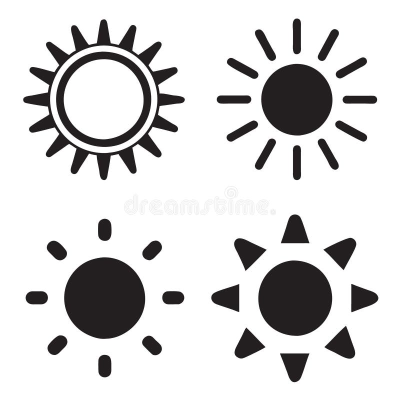 Collection of Sun Icons - Bright and Bold Vector Illustrations Stock ...