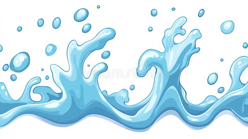 Vibrant Vector Splash of Water in a Modern Cartoon Style, Featuring ...