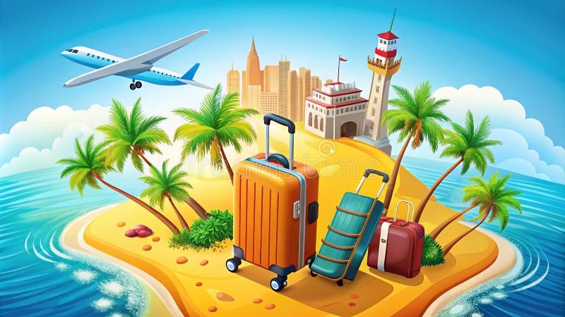 Vibrant Vector Vacation Tour Illustration: a Transparent Background ...