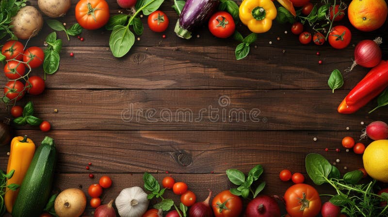Vibrant Vegetable Display on Rustic Wooden Desk for Product Showcase ...