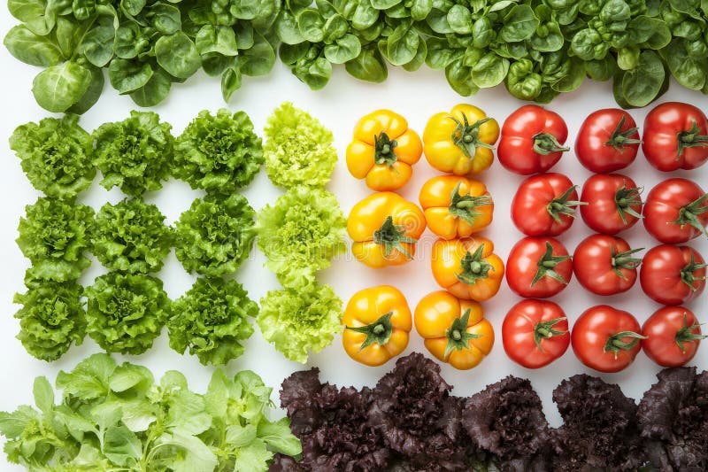 Vibrant Vegetable Garden Overhead Shot Stock Illustration ...