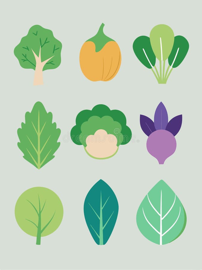 Vibrant Vegetable and Plant Illustrations: a Collection of Nine ...