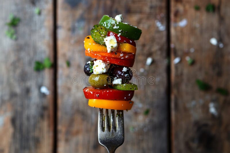 Vibrant Vegetable Stack on a Fork. Fresh Colors Make this Dish ...