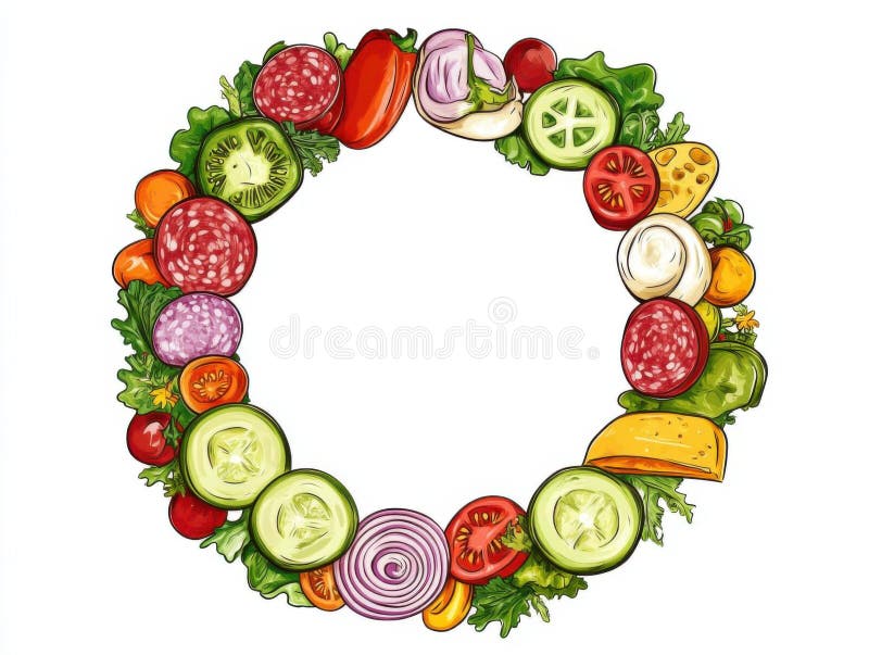 Vibrant Veggie & Salami Wreath: Culinary Circle of Freshness Stock ...