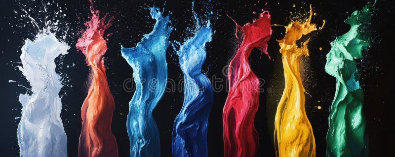 Vibrant Vertical AI Illustration of Colorful Paint Splashes on Canvas ...