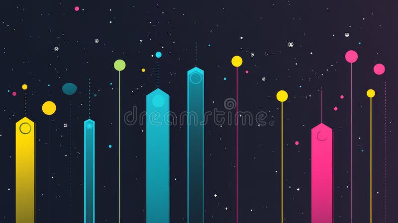 Vibrant Vertical Bar Chart Data Visualization on Dark Background ...