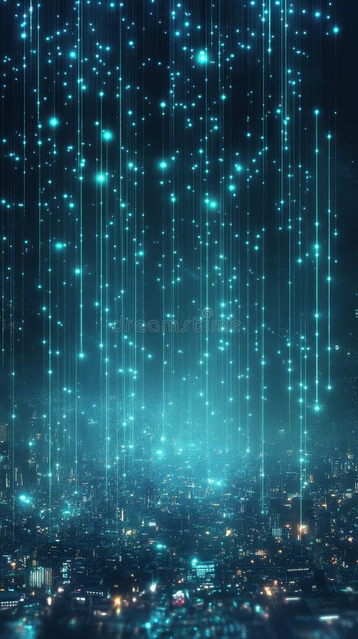 Vibrant Vertical Network of Neon Lights Creates a Futuristic Backdrop ...