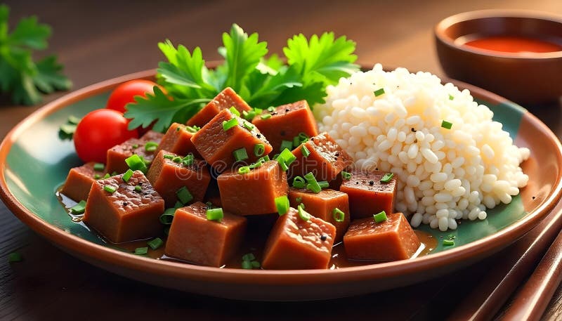 A Vibrant Vietnamese Meal Showcasing Shaking Beef with Crispy Edges ...