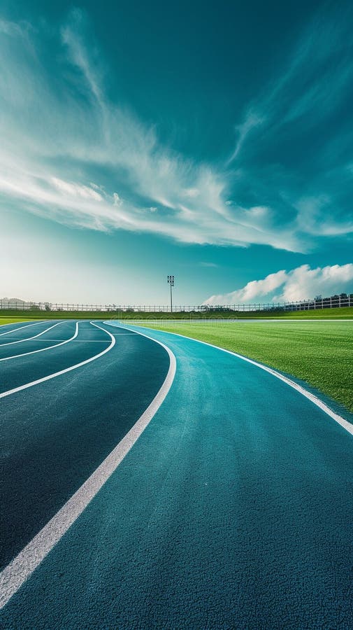 A Vibrant View of a Running Track Curving through Lush Green Grass ...