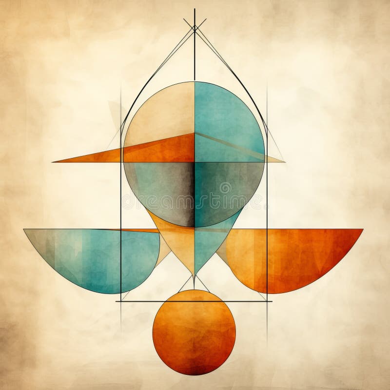 Symbolism Art with Geometric Shapes and Balanced Colors Stock ...