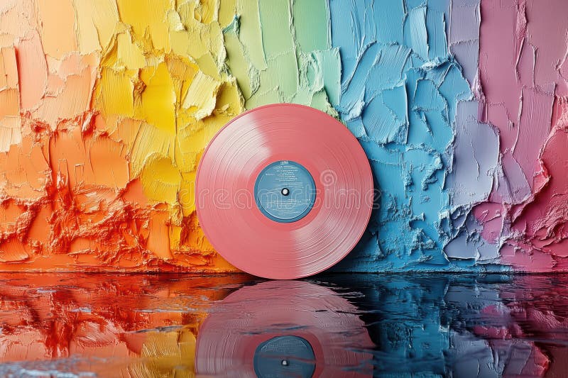 Vibrant Vinyl Record Against a Colorful Textured Background Creates ...