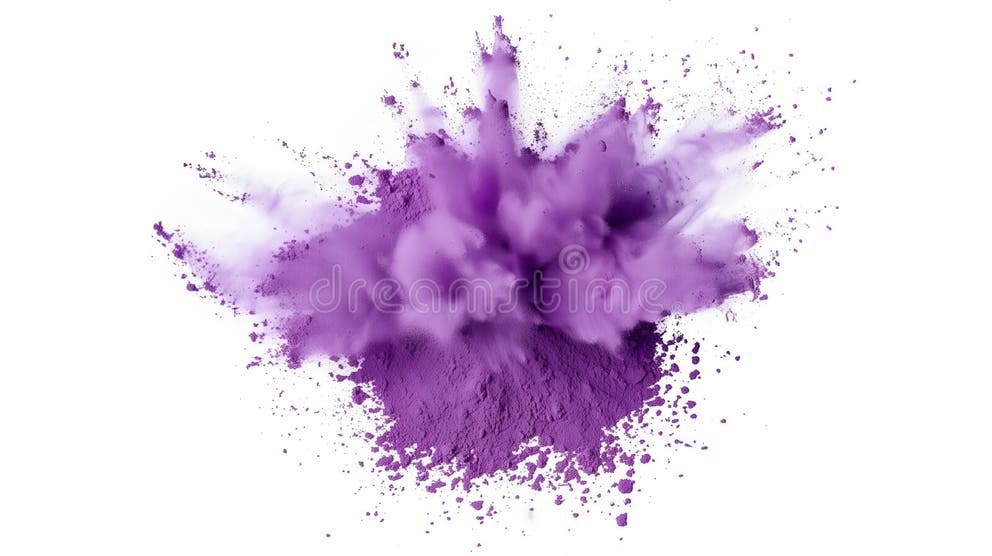 Vibrant Violet Chalk Dust Explosion on White Background Stock ...