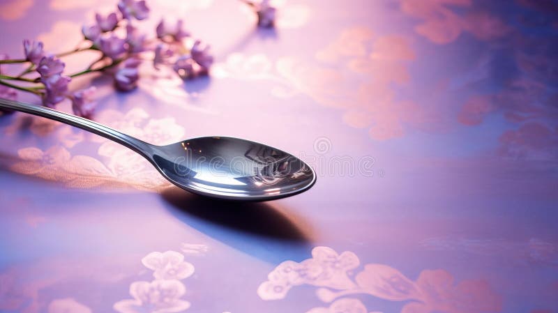 Vibrant Violet Spoon Lying on Study Table Photography Stock ...