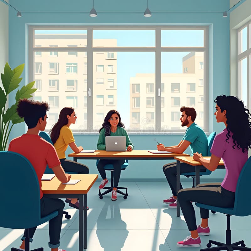 Vibrant Virtual Learning: Collaborative Students in Action Stock ...