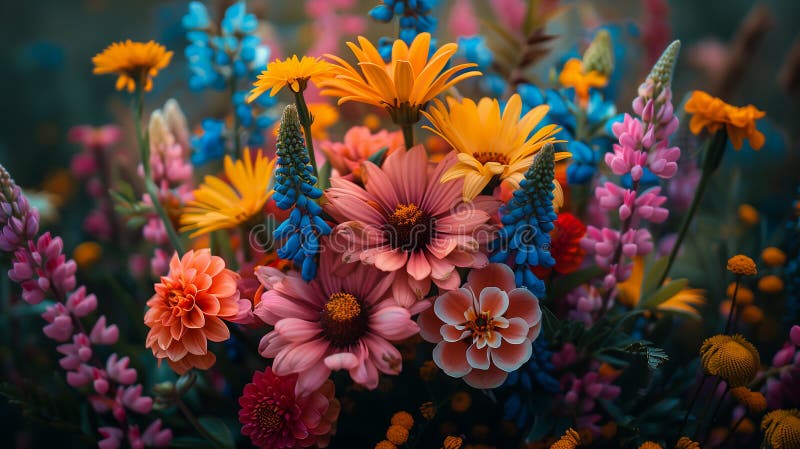 Vibrant Visions: a Rainbow of Blooms in a Stunning Spring Vase Stock ...