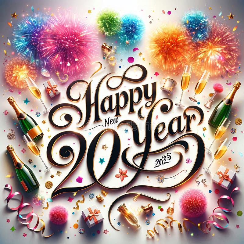 A Vibrant Visual Design for the 2025 New Year Celebration Stock Image ...
