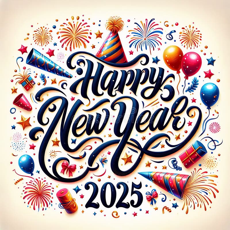 A Vibrant Visual Design for the 2025 New Year Celebration Stock Photo ...