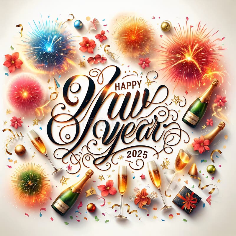 A Vibrant Visual Design for the 2025 New Year Celebration Stock Photo ...